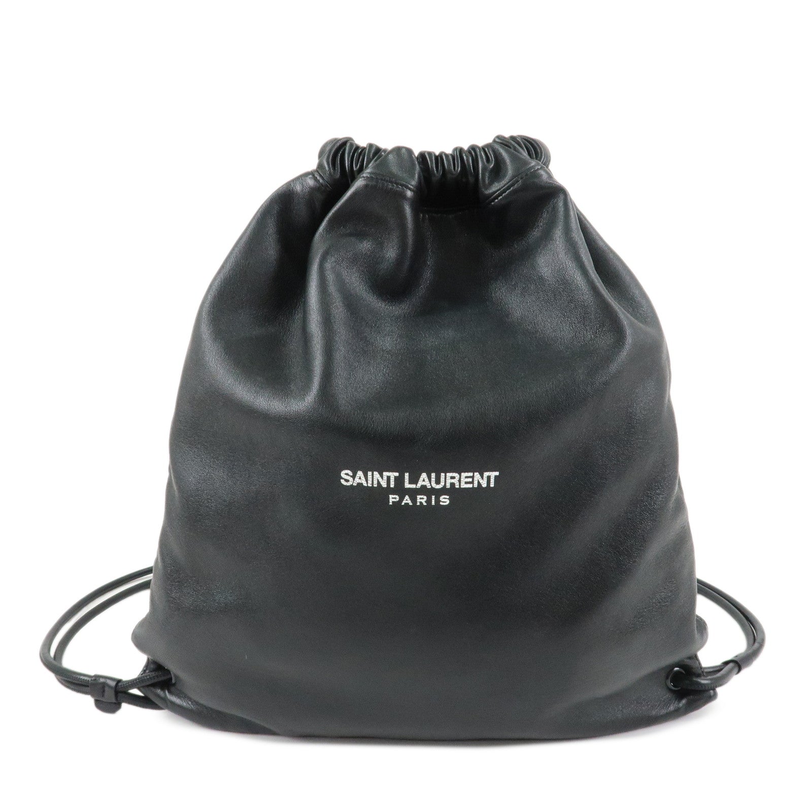 SAINT LAURENT PARIS Leather BackPack Rucksack Black Used