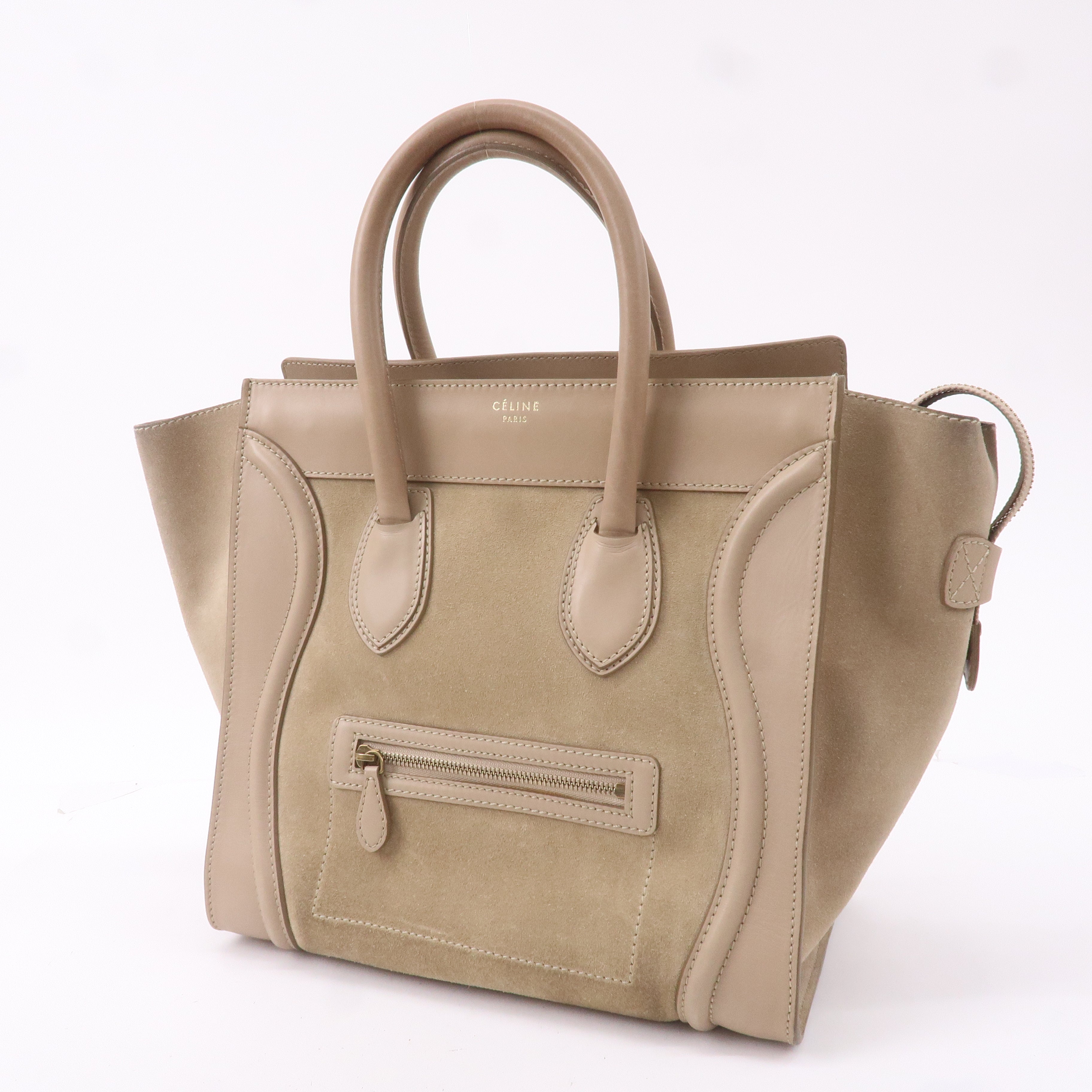 Bag Mini Luggage Shopper Leather celine cabas shopping bag in yellow grained leather CELINE Hand Beige The vintage Celine canvas pattern is so much better than the new one 165213